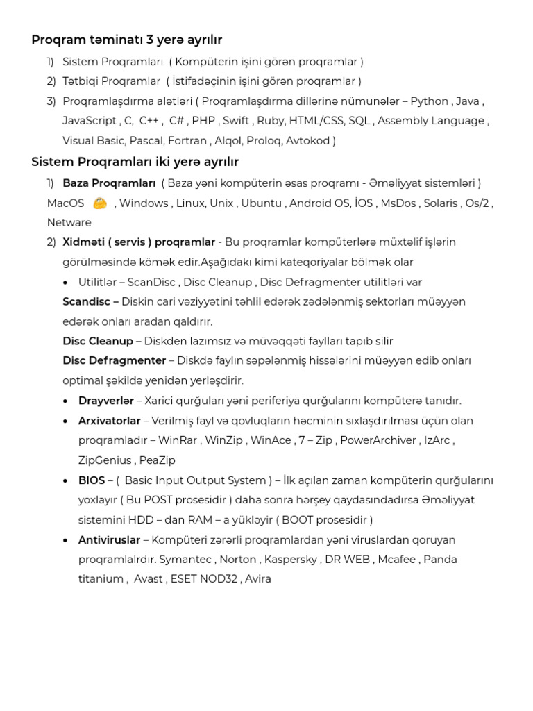 Proqram Təminatı | PDF