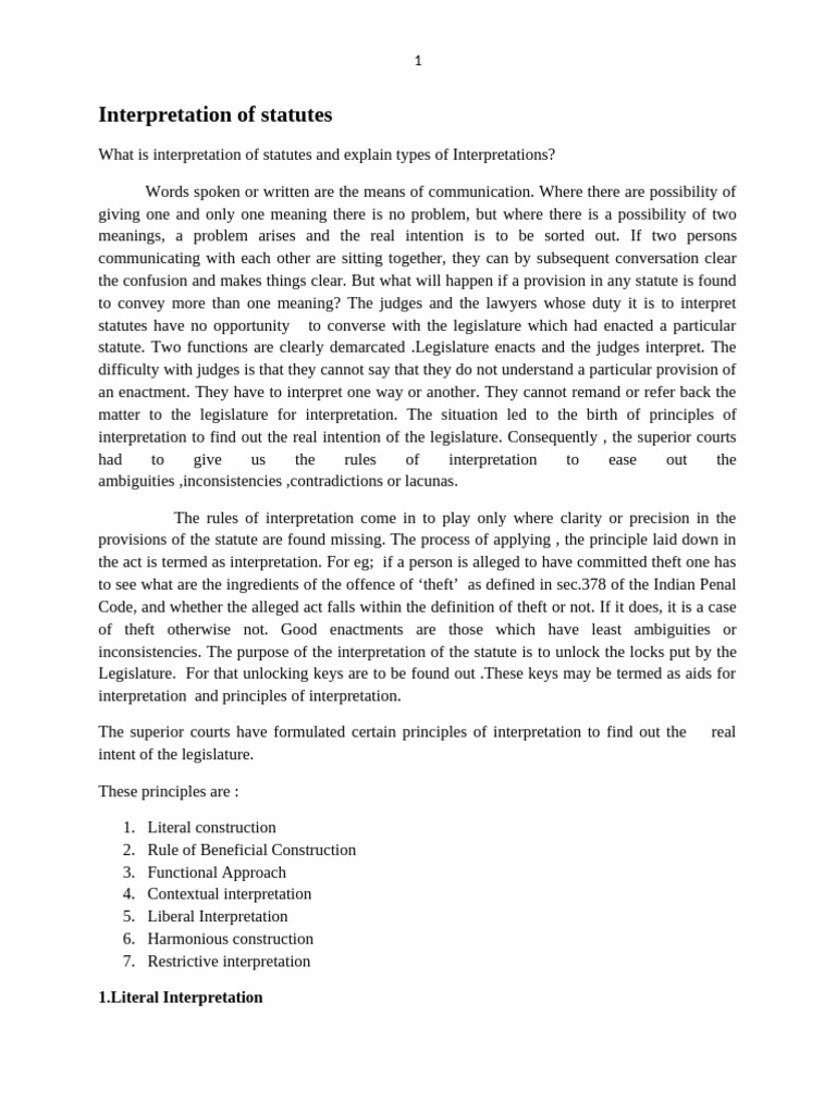 Interpretation of Statutes | PDF