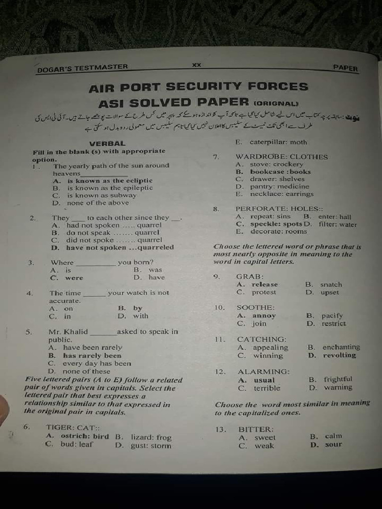 ASF ASI Solved Papers | PDF ASF ASI Solved Papers | PDF