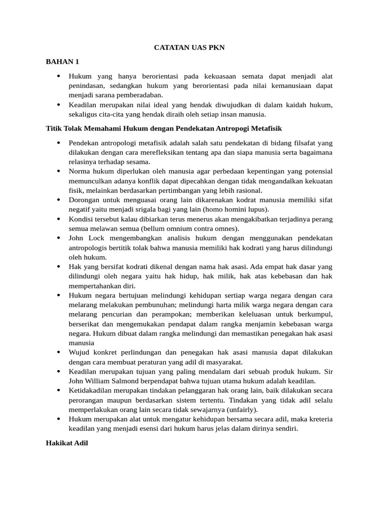 CATATAN UAS PKN | PDF