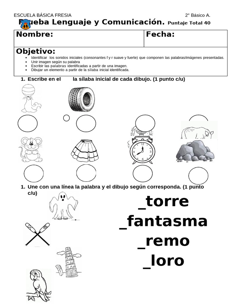 Evaluación letras F y R | PDF