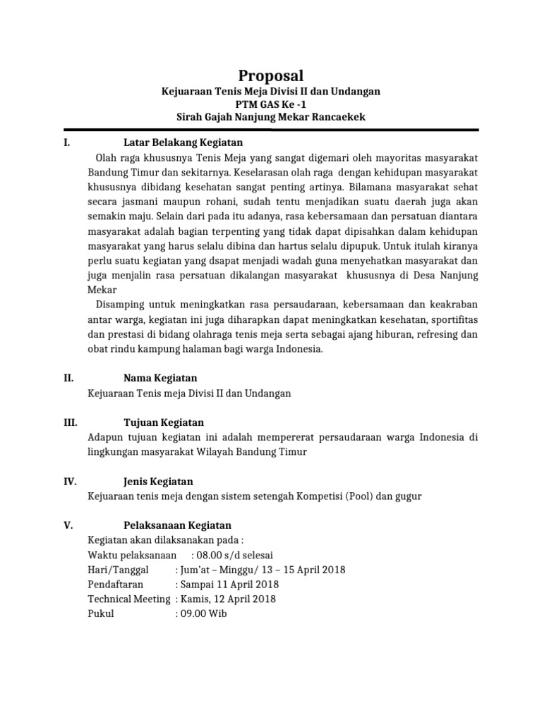 Kejuaraan Tenis Meja Divisi II 2018 | PDF