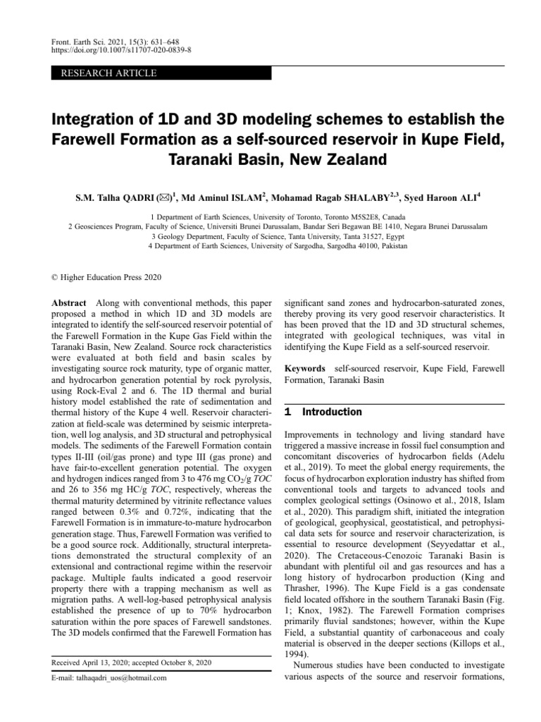 Integration of 1D and 3D Modeling Schemes To Establish The Farewell ...