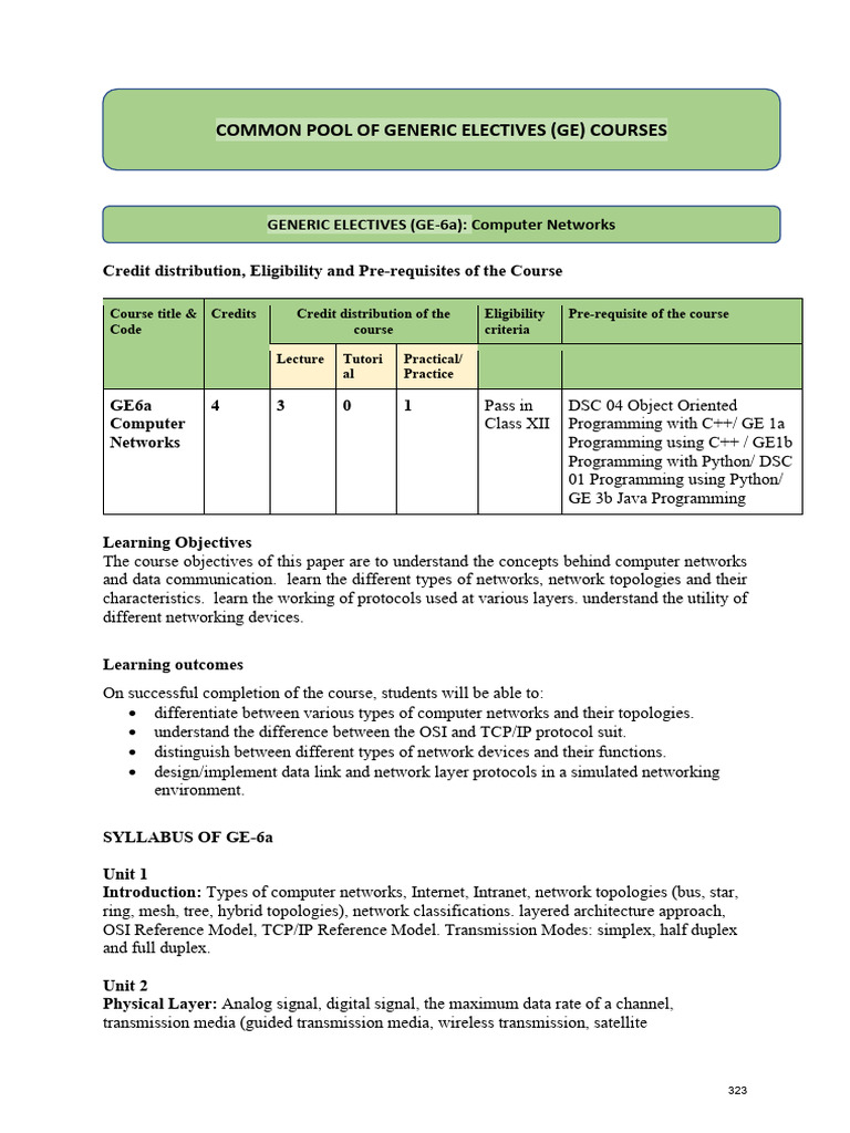 Ge CS Sem-6 Options | PDF | Computer Network | Computers