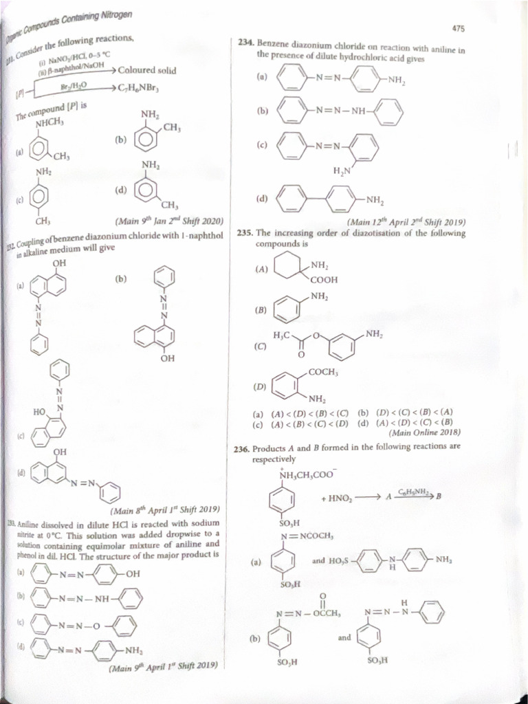 Amines PYQ's | PDF