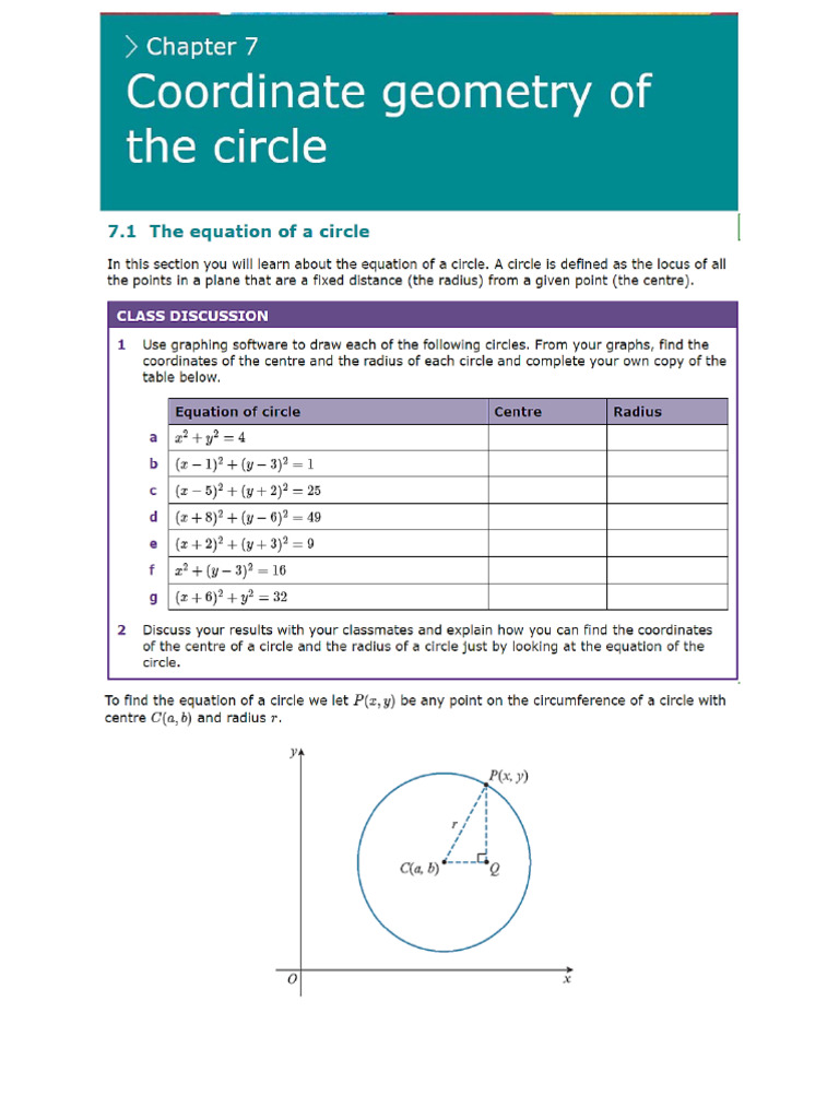 Coordinate Geometry of Circle | PDF