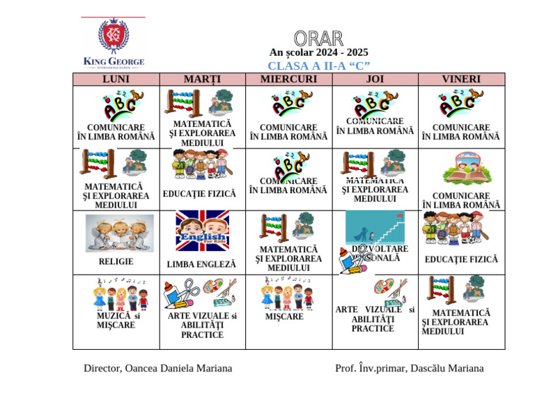 7 Orar Clasa II | PDF