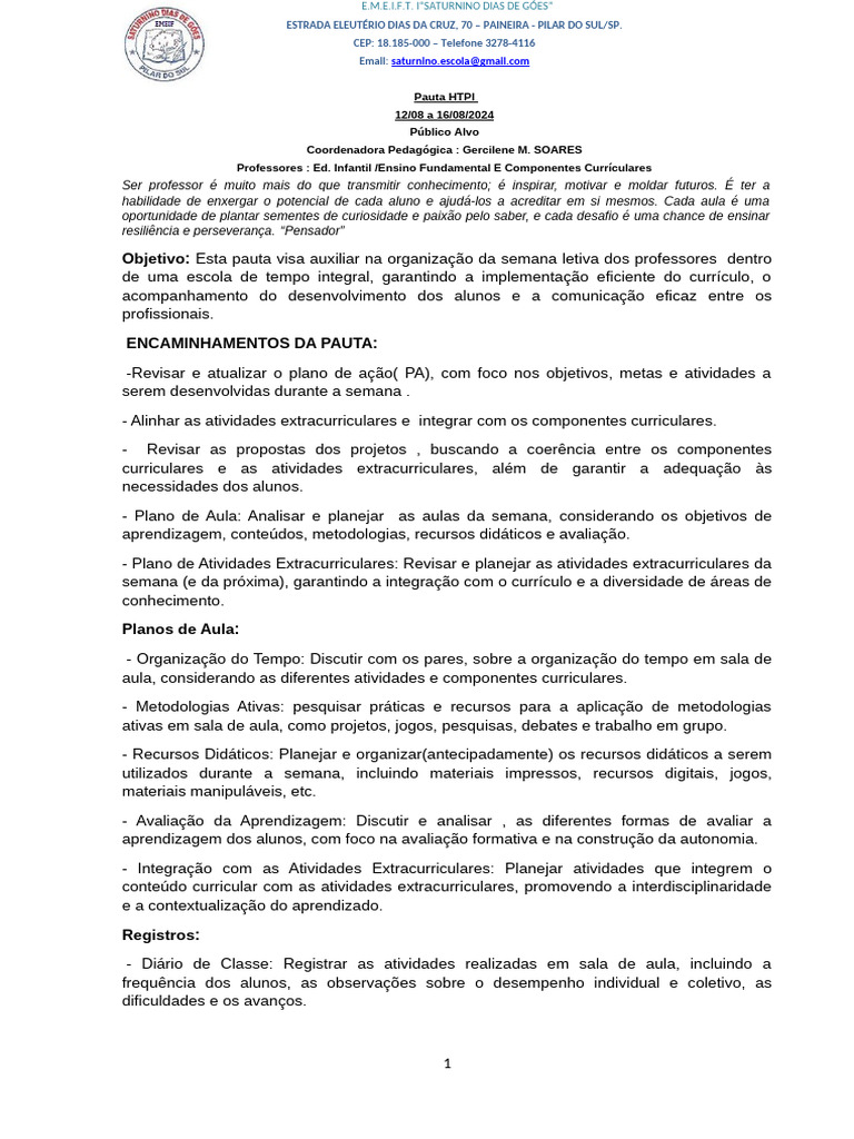 Modelo de Pauta de Estudo para Professor | PDF | Crecimiento personal y ...