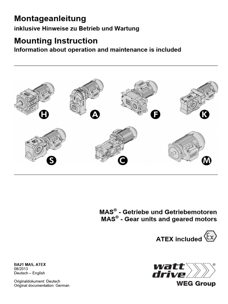 BAMAGT0010210813 Watt Drive Manual Geared Motors BA21 de en | PDF
