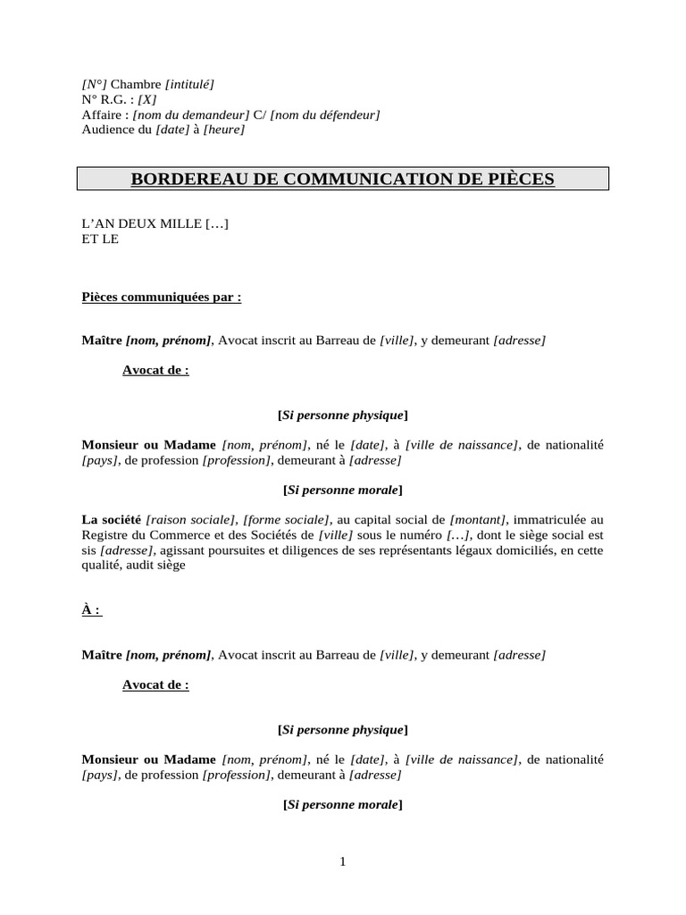 Bordereau de Communication de Pieces | PDF