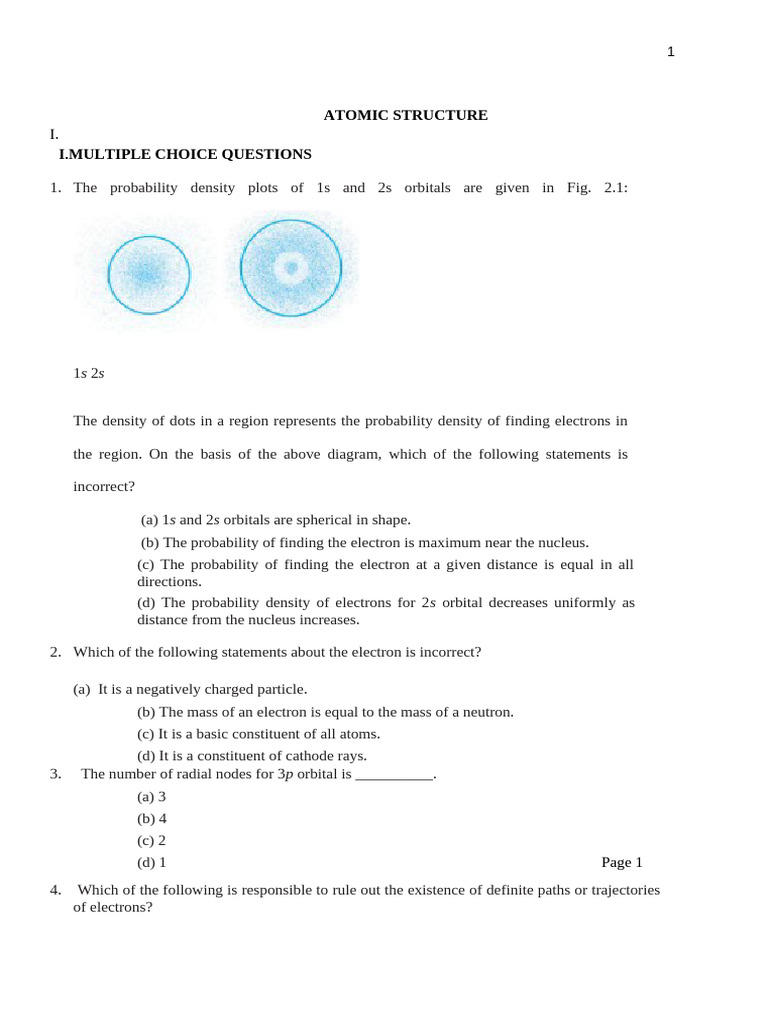 3. ATOMIC STRUCTURE (1) | PDF