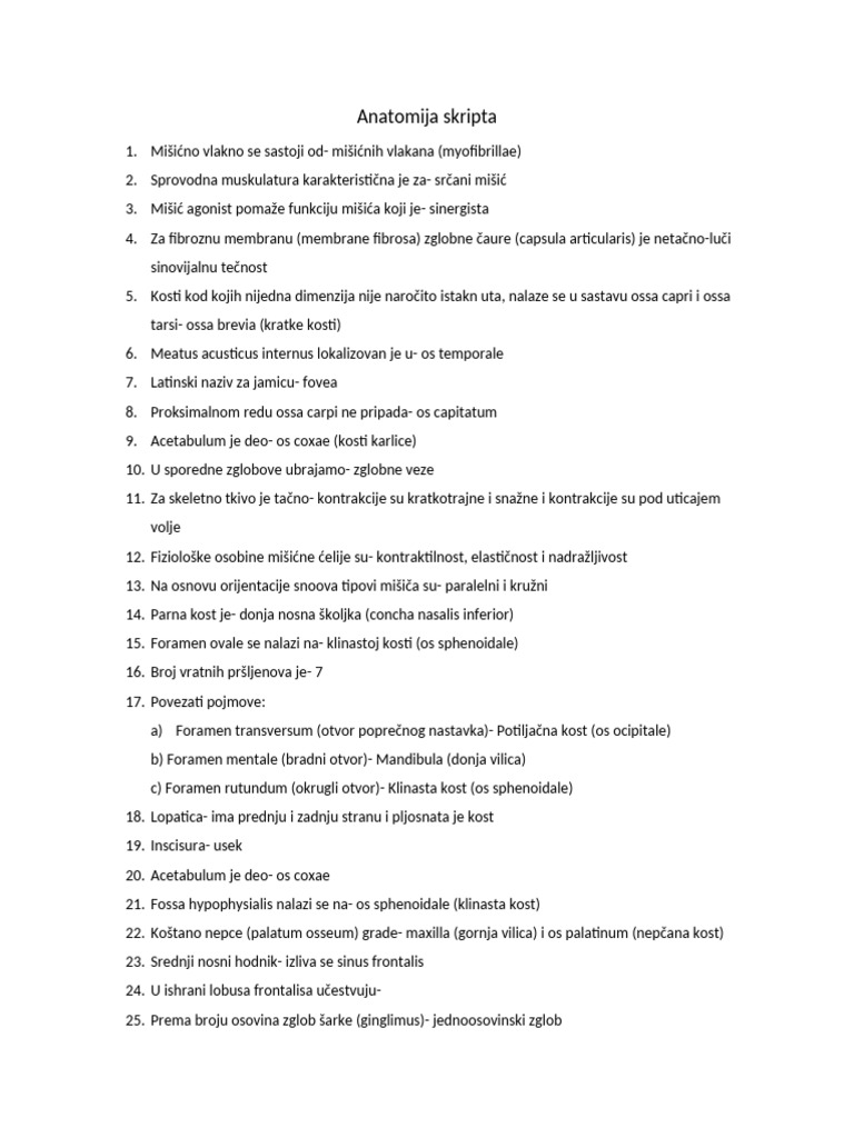 Anatomija Skripta | PDF