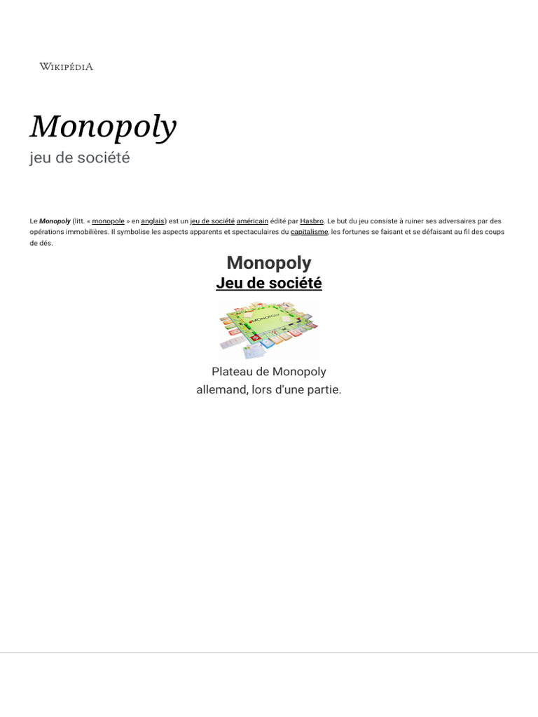 Monopoly - Wikipédia | PDF