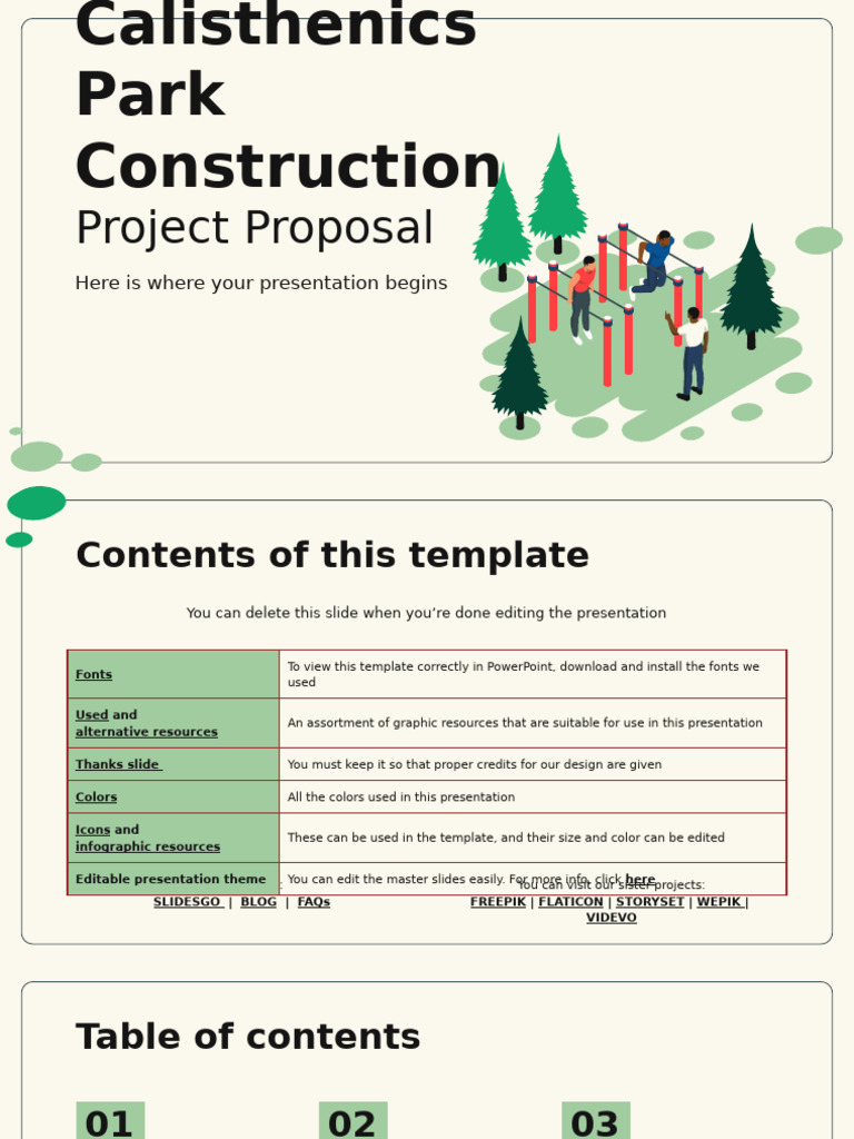 Calisthenics Park Construction Project Proposal by Slidesgo | PDF
