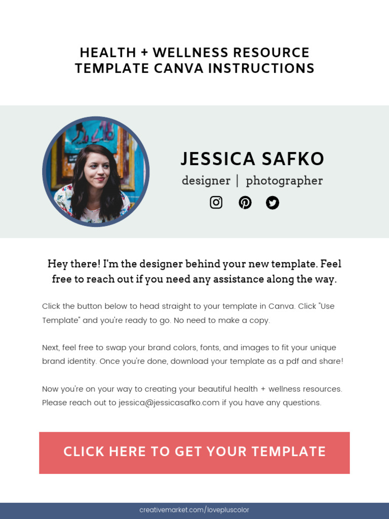 Health + Wellness Template Canva Instructions | PDF