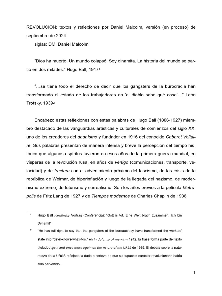 REVOLUCION - Textos y Reflexiones Por Daniel Malcolm, Versión de ...