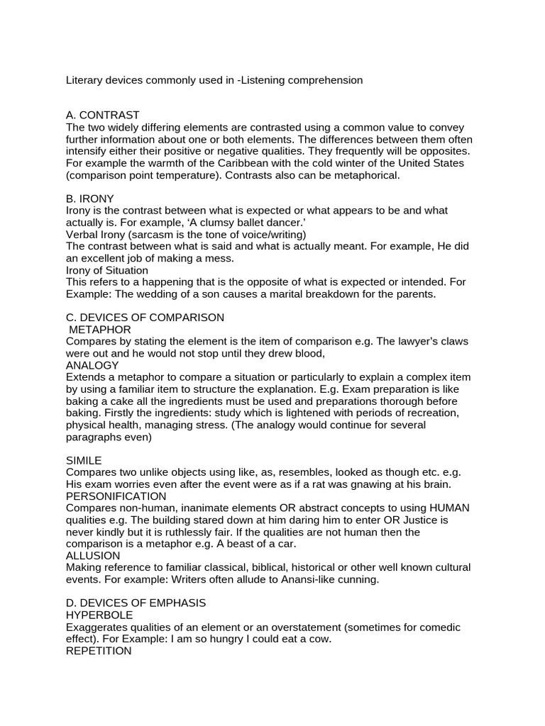 Literary Devices Commonly Used in | PDF