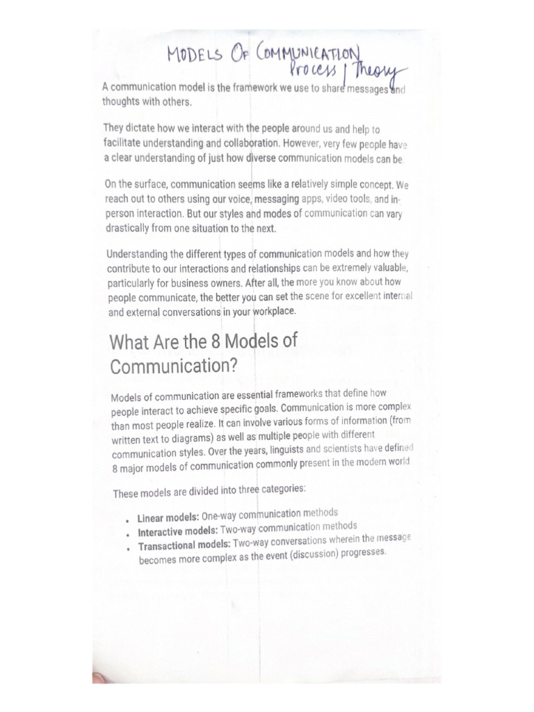 Models of Communication | PDF