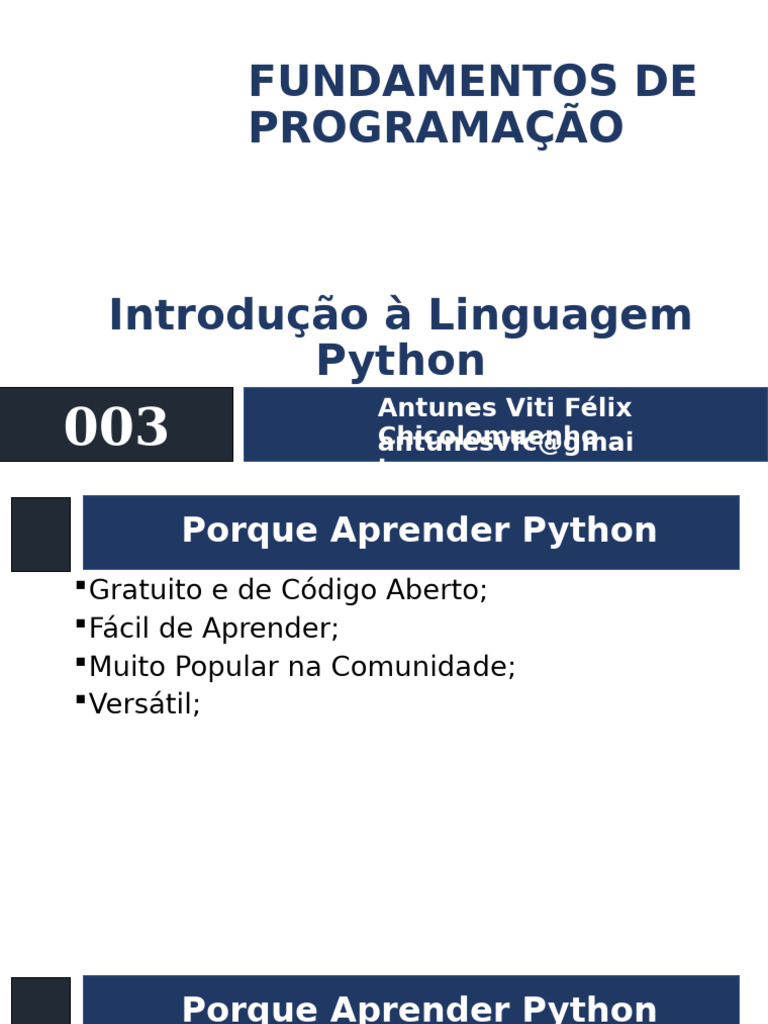 00 3 Introducao A Linguagem Python | PDF