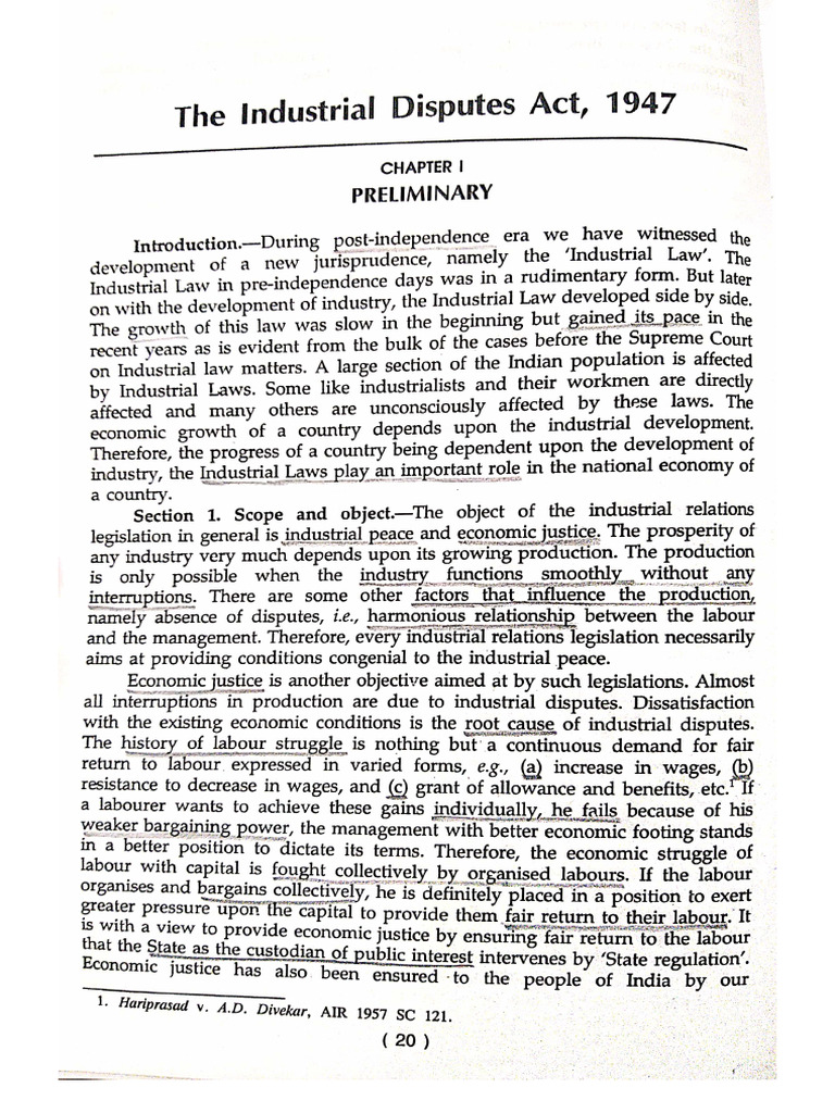 Industrial Dispute Act Scope Object Main Features | PDF