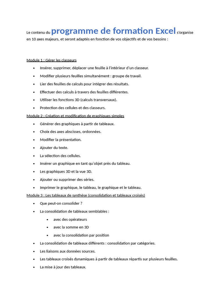 Formation Excel | PDF