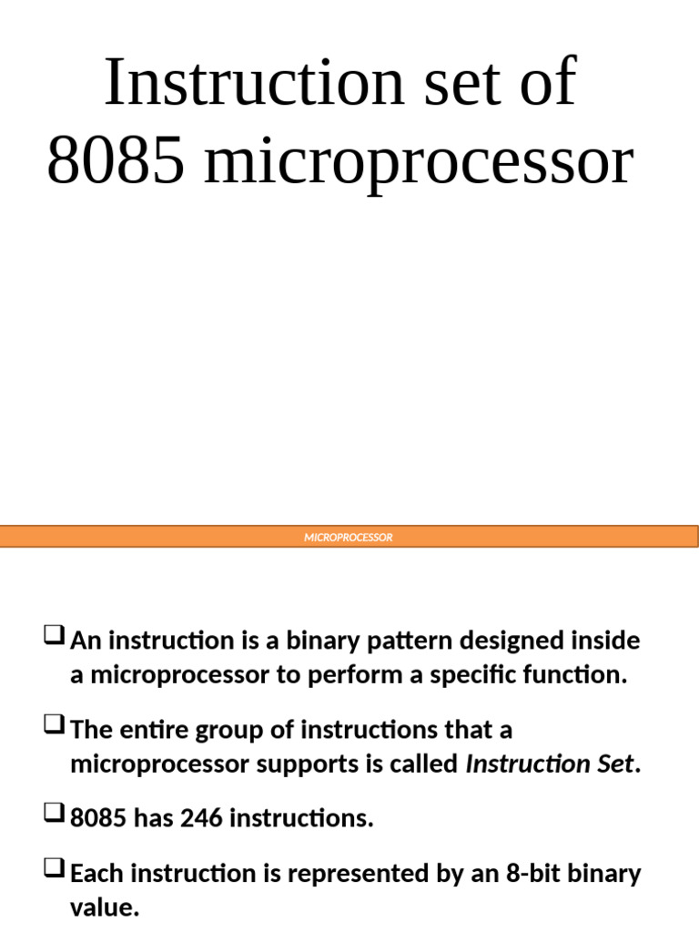 Microprocessor Lecture4 Instruction Set | PDF