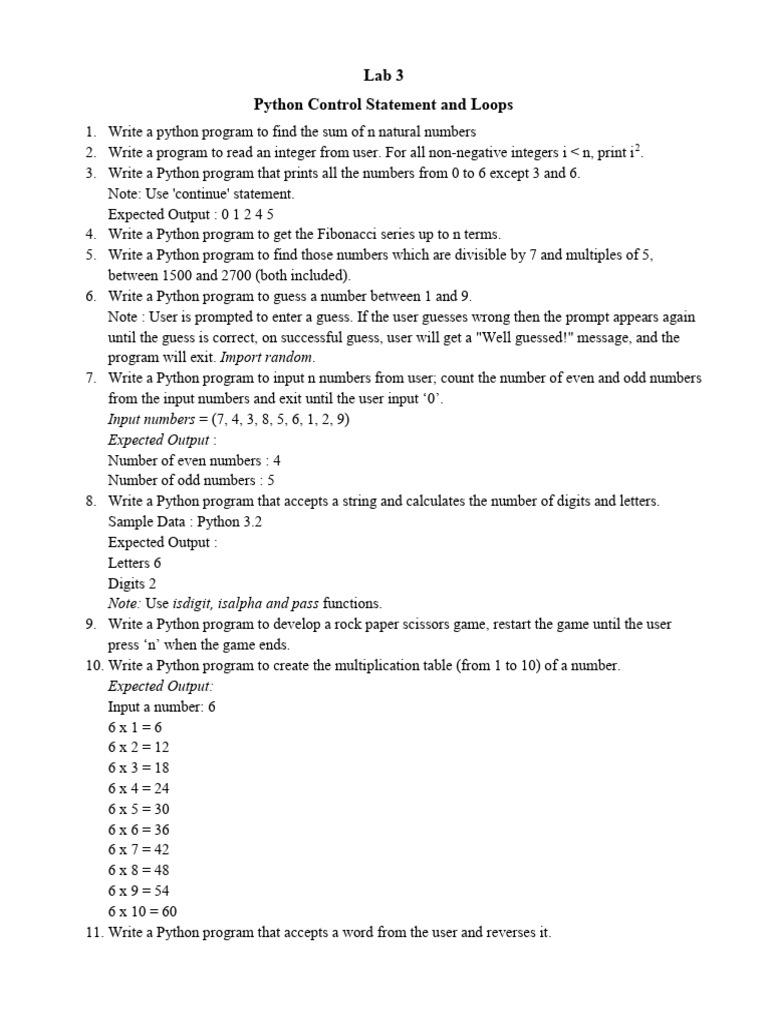Lab 3 Python Loops | PDF