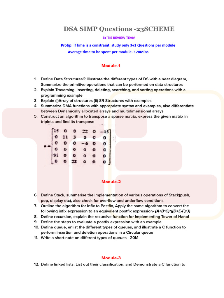 DSA Super Important -23SCHEME (1)PDF | PDF