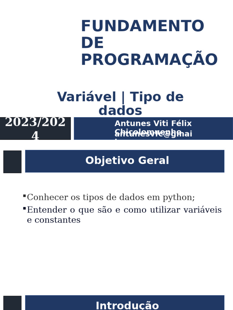 004 Variavel E Tipos De Dados Pdf 5917