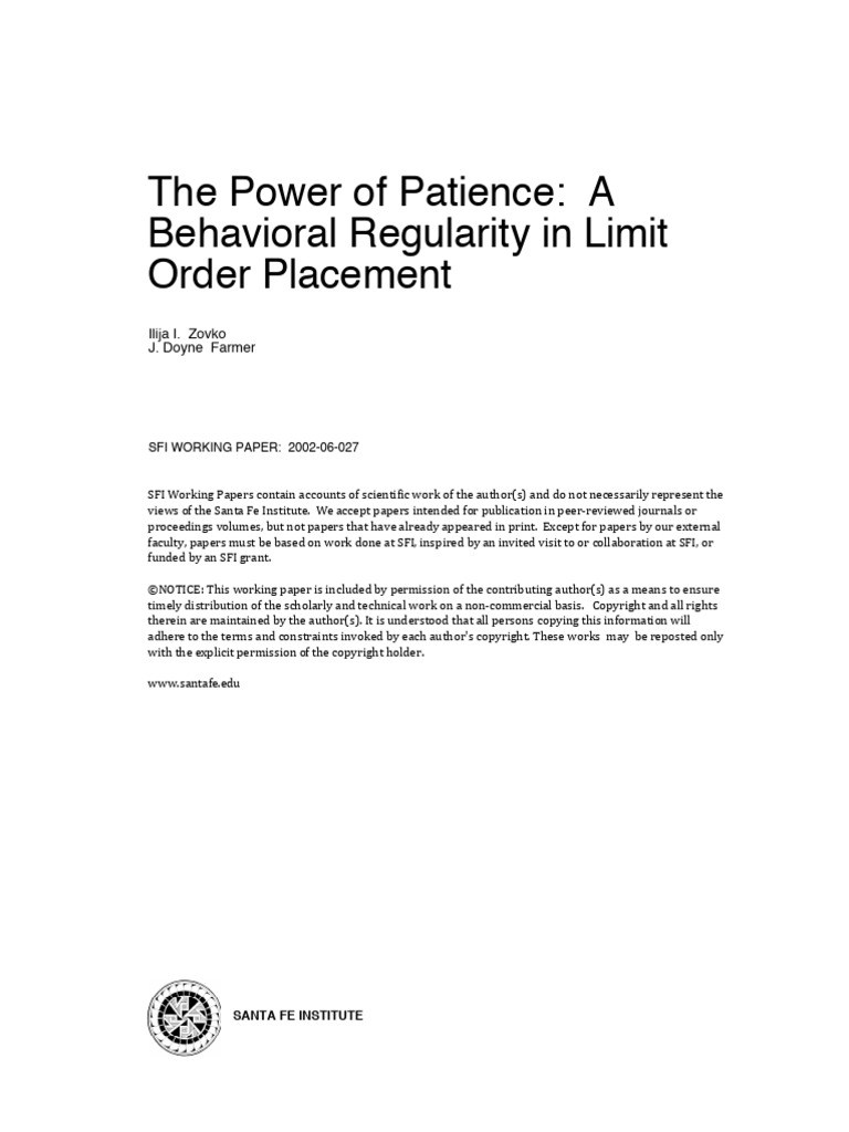 The Power of Patience: A Behavioral Regularity in Limit Order Placement ...