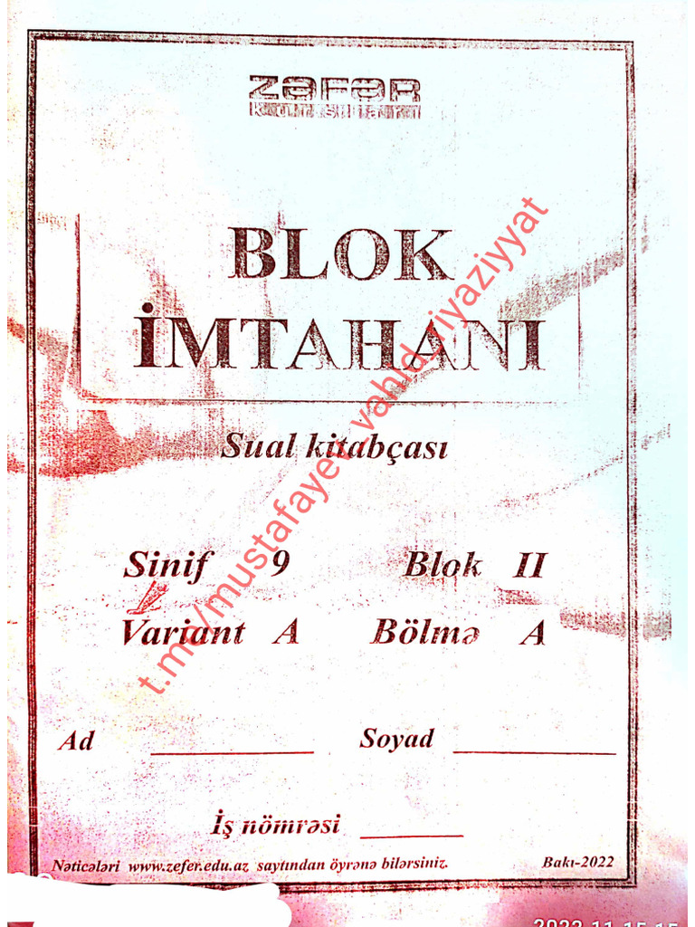 ZƏFƏR IX Sinif II Qrup | PDF