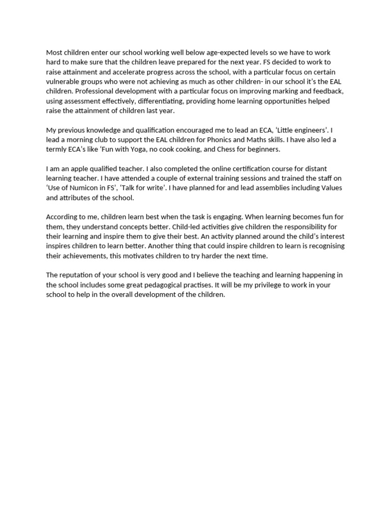 Most Children Enter Our School Working Well Below Age PDF