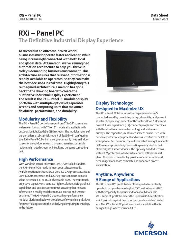 product-data-sheet-rxi-–-panel-pc-emerson-en-6414102 | PDF
