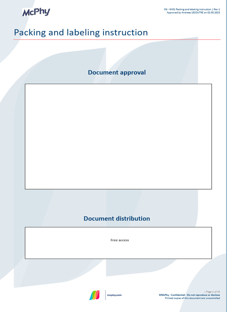 (P5) O4-WI01-Rev01 - Packing and Labeling Instruction | PDF