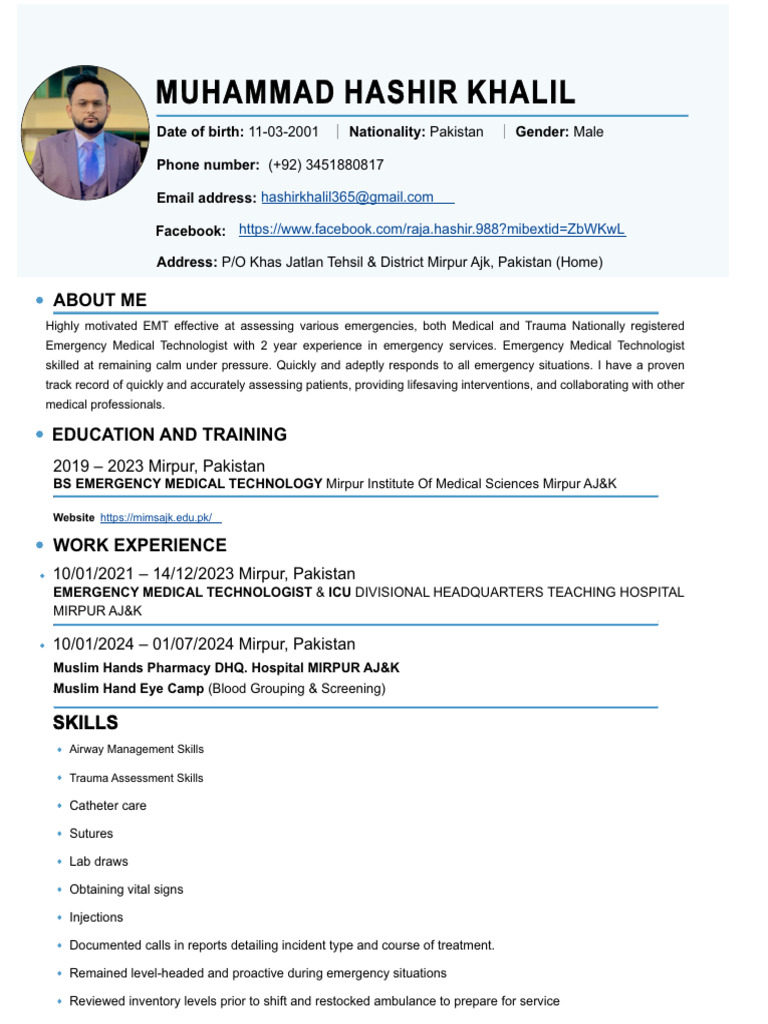 Muhammad Hashir CV | PDF