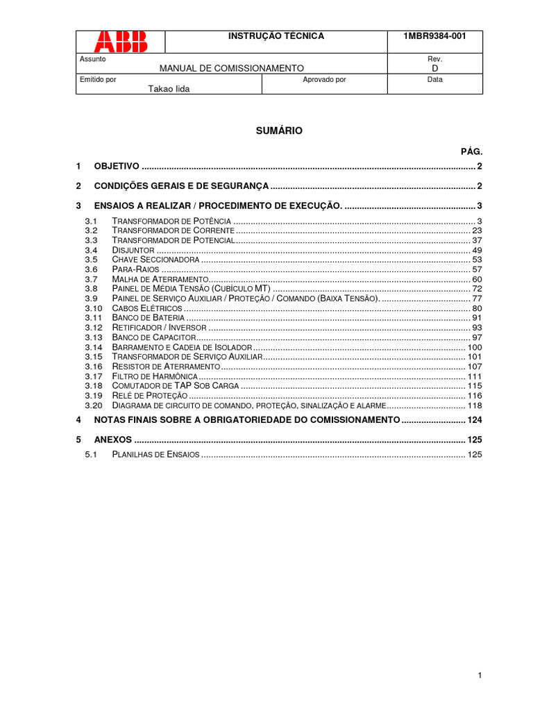 Manual de Comissionamento Consolidado Rev D | PDF
