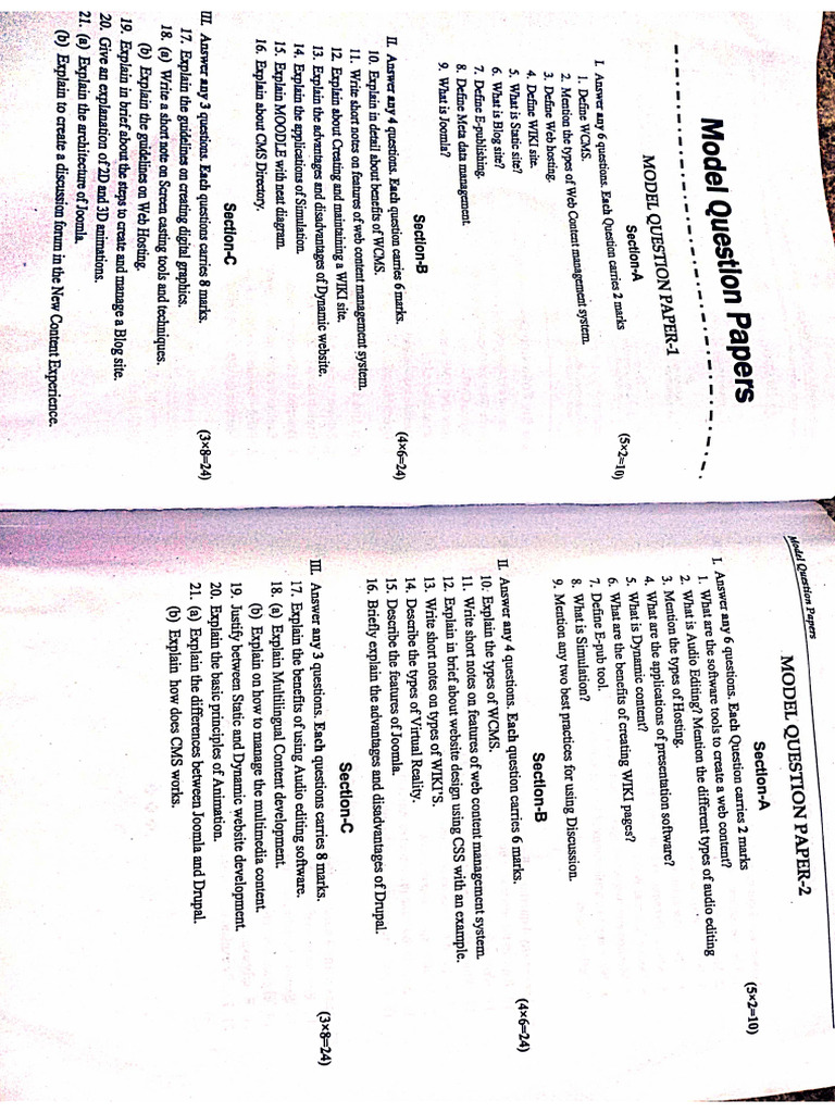 Model Question Papers | PDF