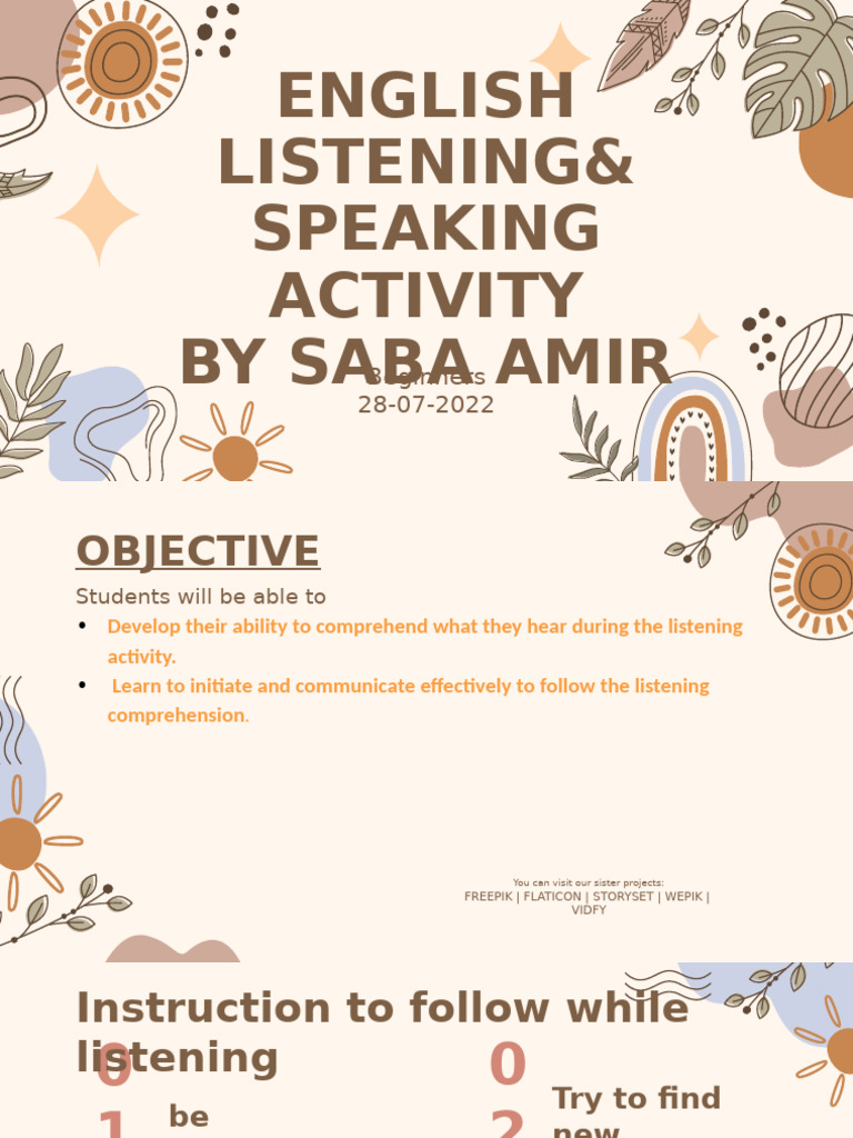 Listening And Speaking Peer Teaching Pdf