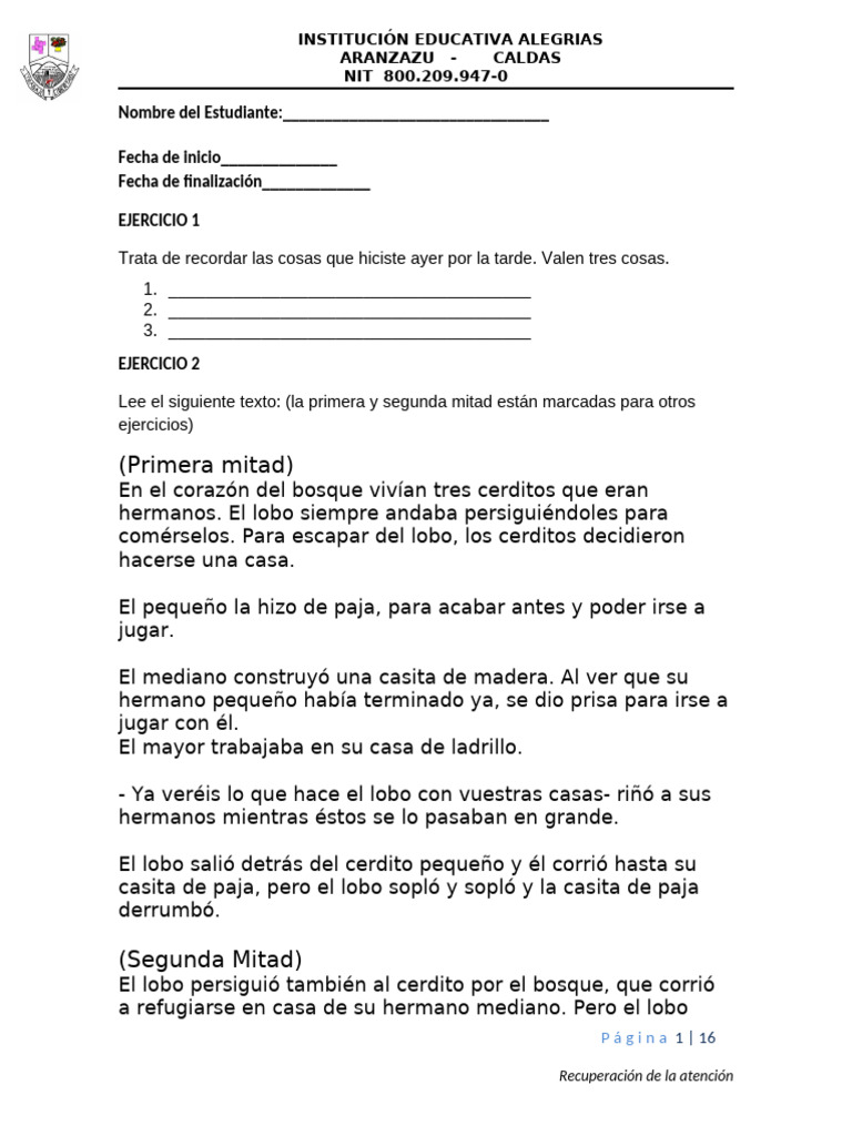 Ejercicios de Atencion Capitulo Dos | PDF