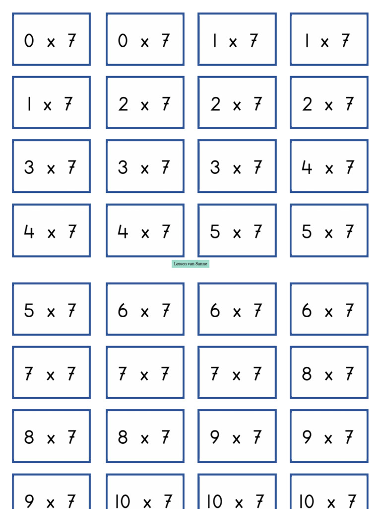 Tafelkaartjes Tafel Van 7 | PDF