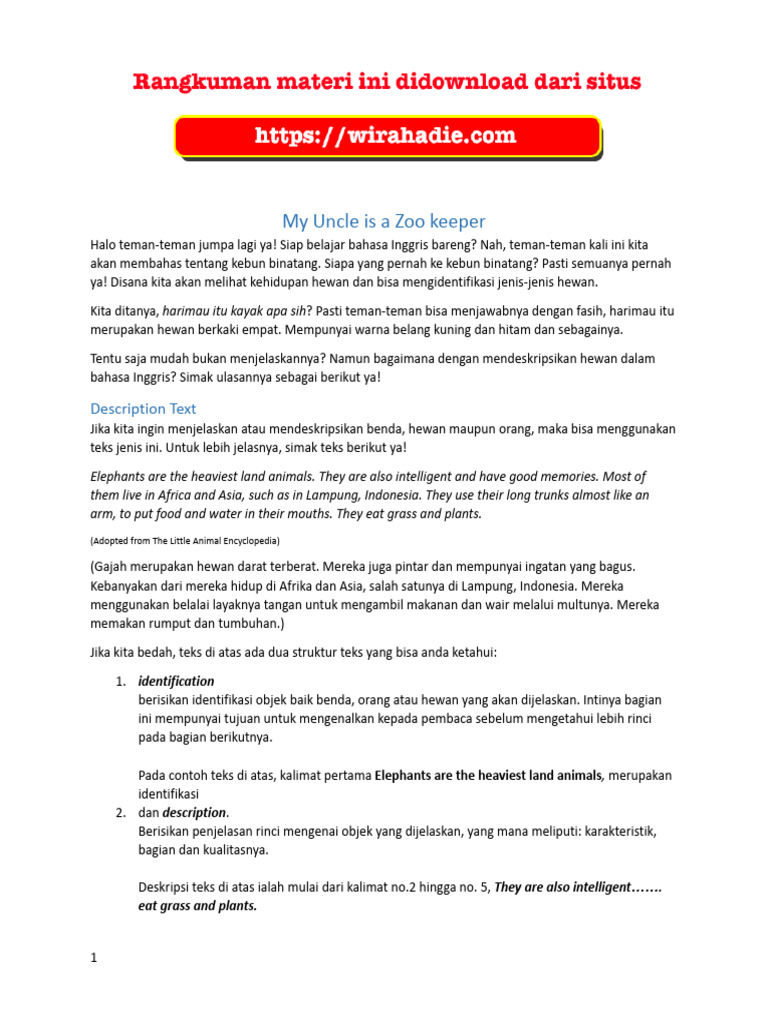 Chap 7. My Uncle Is A Zoo Keeper - Docx-1 | PDF