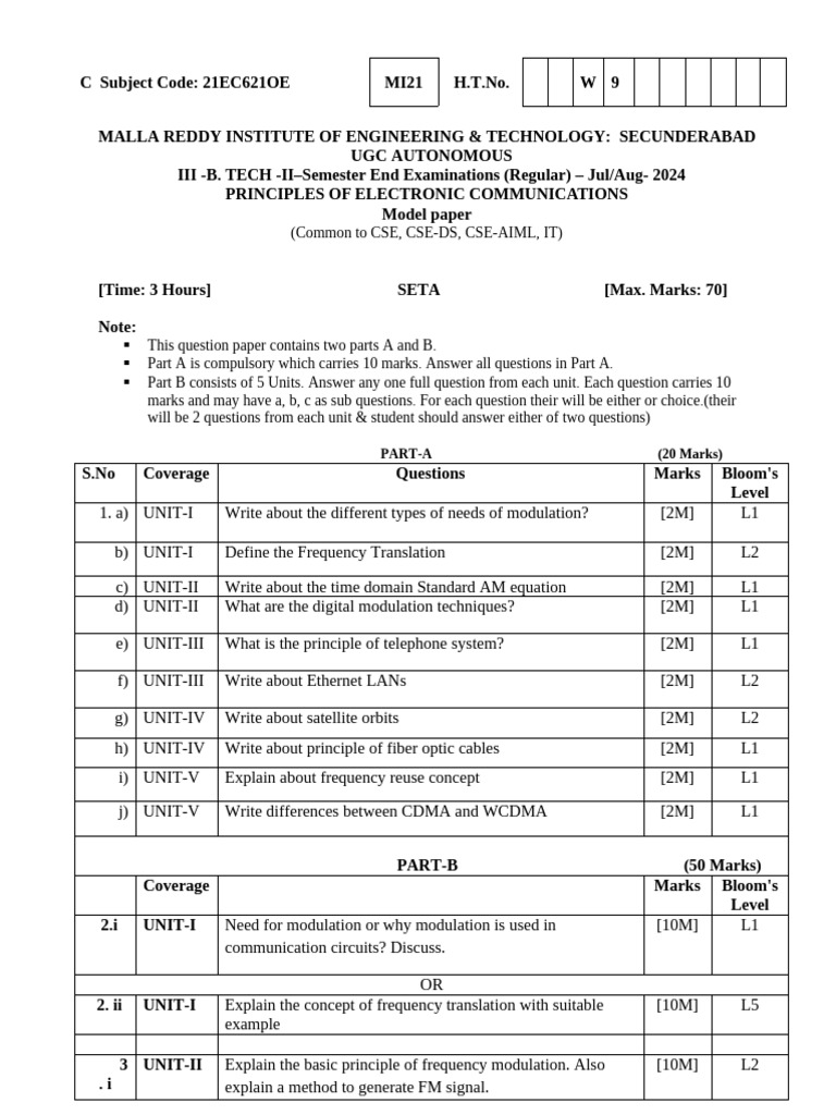III CSE PEC Model paper | PDF