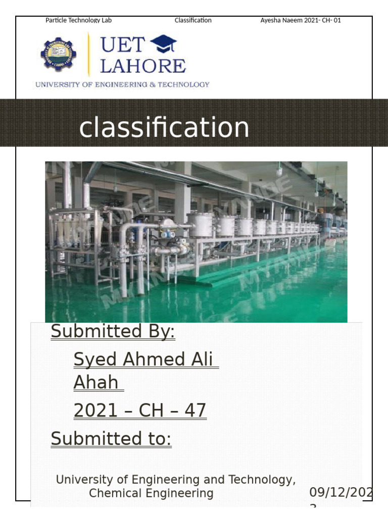 Classification, particle technology lab | PDF