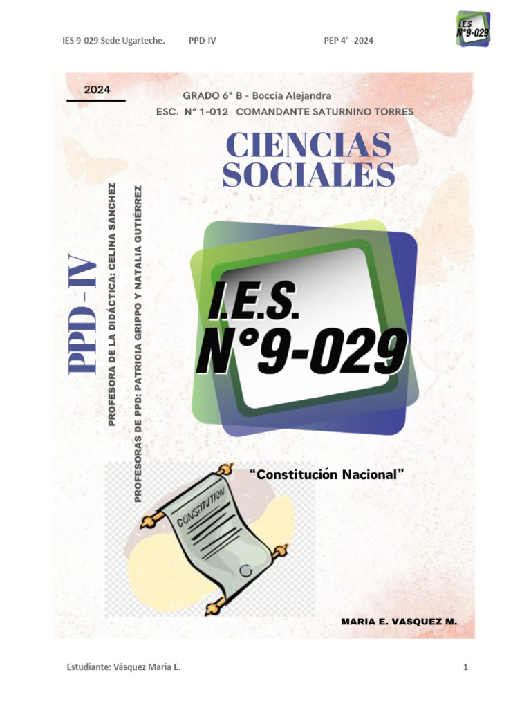 Ciencias Sociales 6° - Esc. TORRES - Vasquez M. Elena | PDF