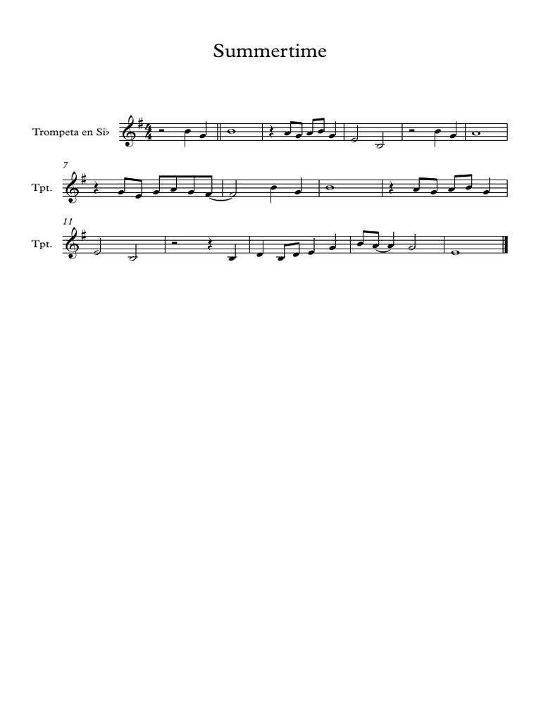 Summertime Trompeta Em | PDF