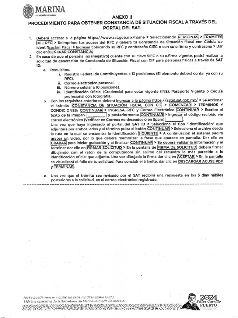 Procedimiento Constacia Fiscal Sat | PDF