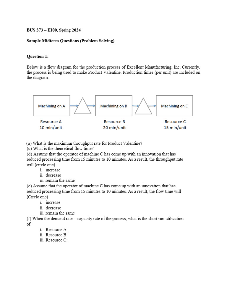 Sample Midterm Questions (Problem Solving) | PDF