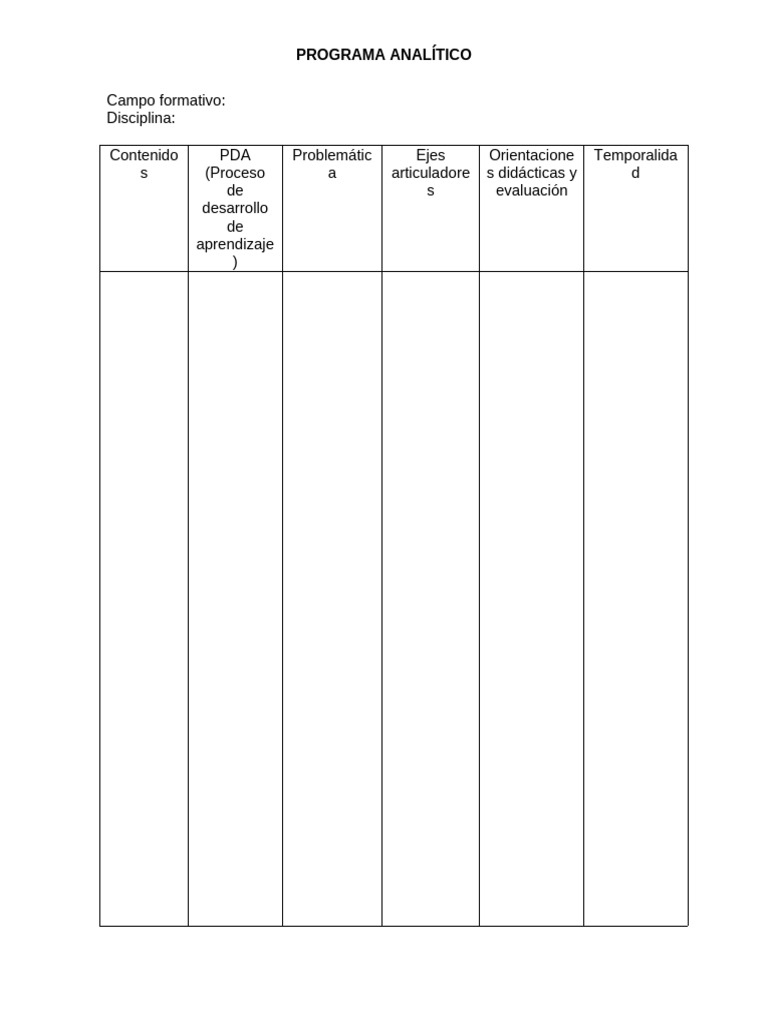 Formato Programa Analítico | PDF
