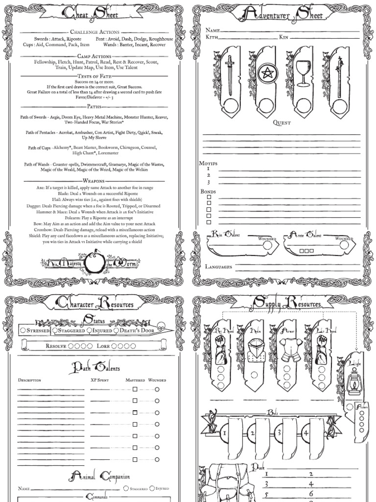 His Majesty The Worm Adventurer Sheet - Fillable | PDF