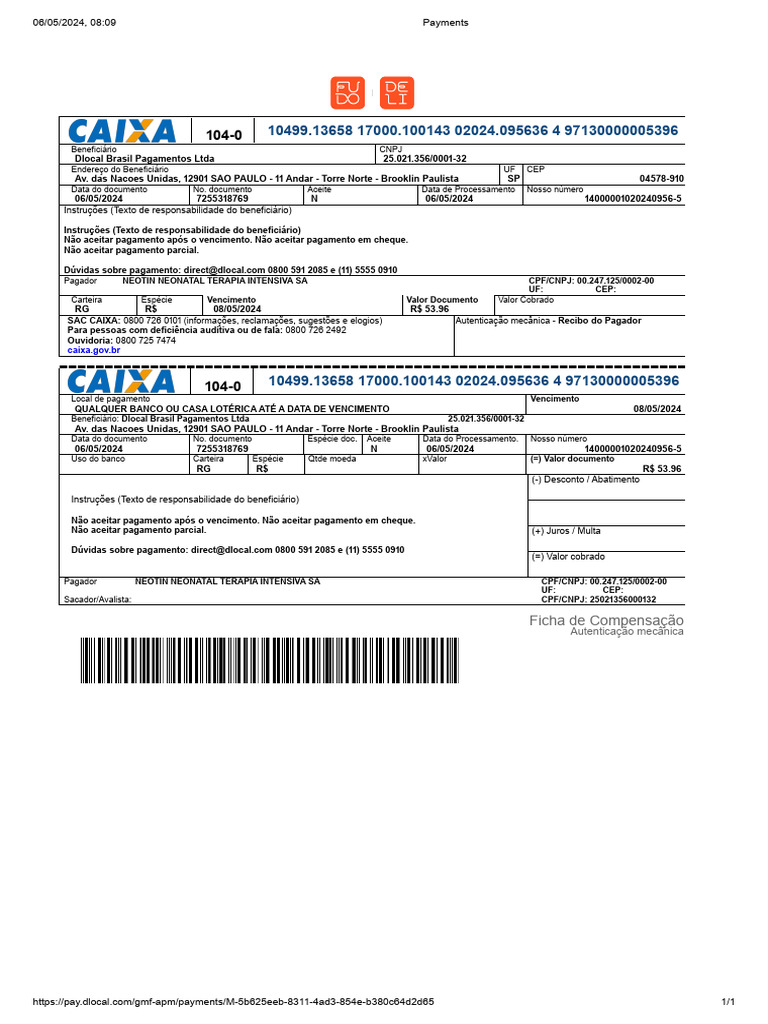 Dlocal Brasil Pagamentos Ltda - . / - Av. Das Nacoes Unidas, SAO PAULO - Andar - Torre Norte ...